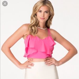 bebe | Tops | Bebe New Cropped Pink Girly Straps Top Cami Xs | Poshmark